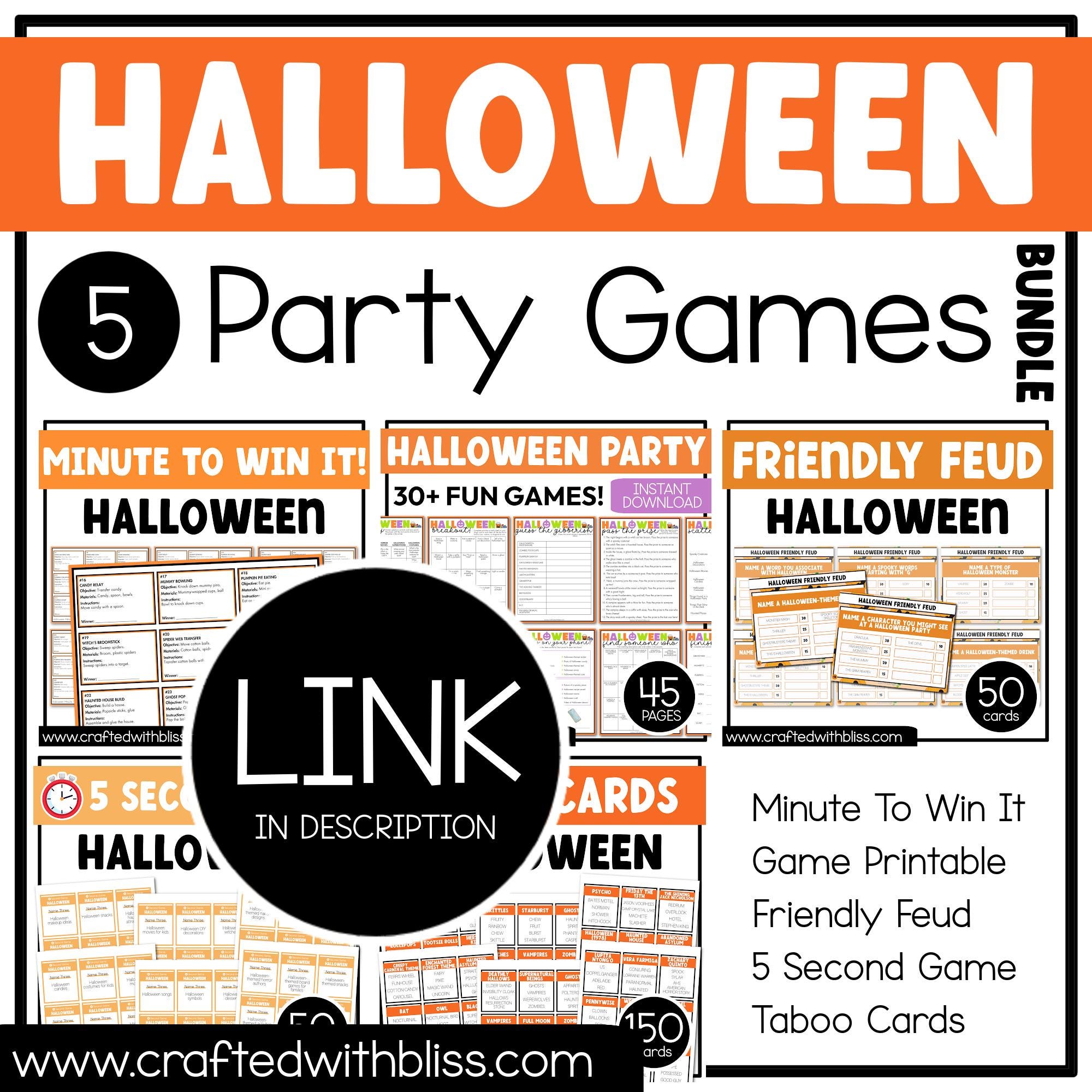Halloween Party Theme 5 Second Game 50 Cards Fun Friday Ice Breaker ...