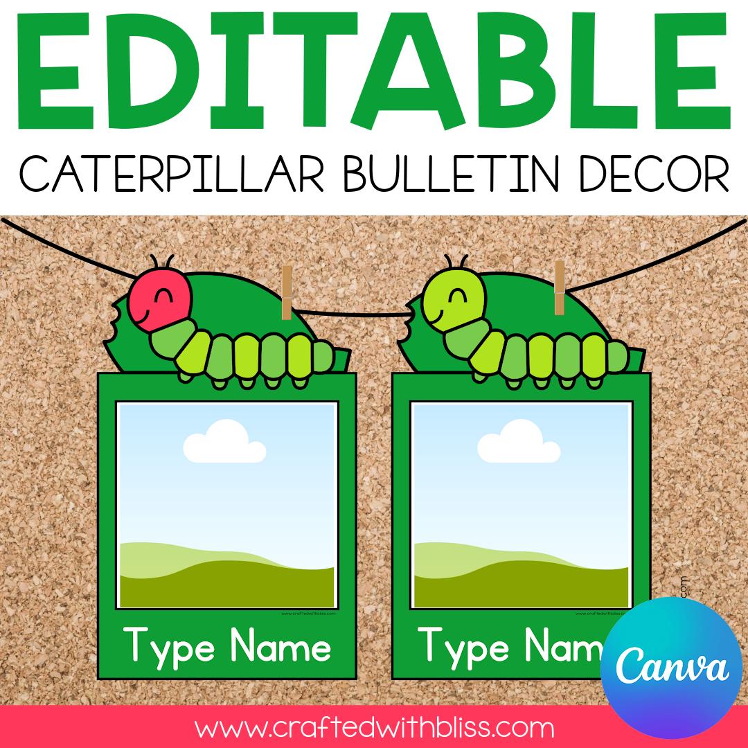 Editable Caterpillar Photo Bulletin Decor | Canva Template Back to ...