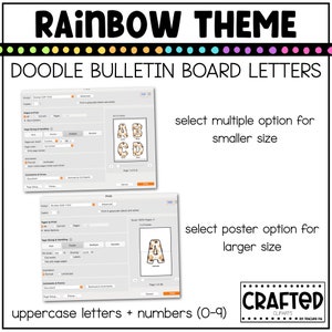 Rainbow Theme Doodle Bulletin Board Letters | Door Classroom Decor - Etsy