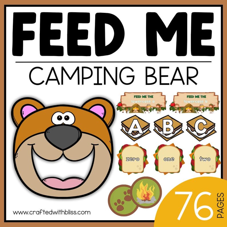 Feed the Bear Camping Theme Feed Me Literacy Center Math Center Camping ...