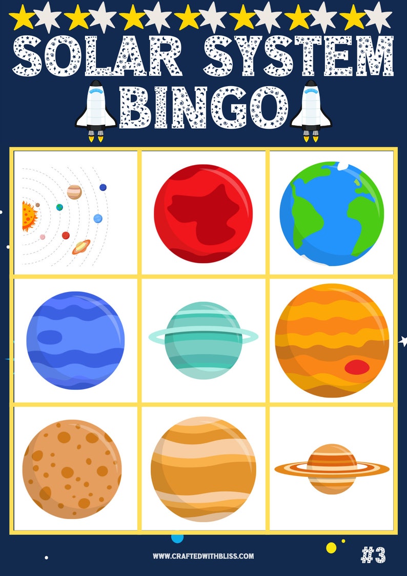 10 Solar System BINGO for Preschool-kindergarten, Solar System Games ...