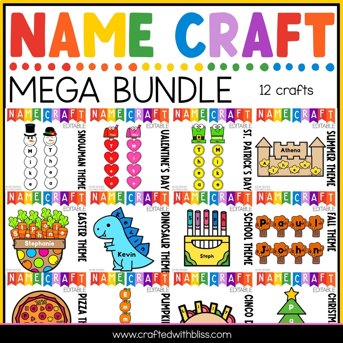 Name Craft Bundle Bulletin Board Name Puzzle Prek Craft Holiday Daycare ...