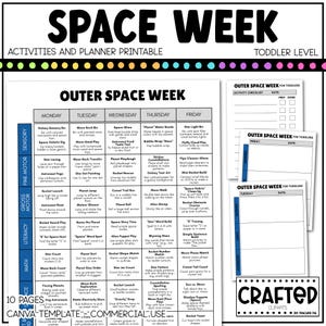 Editable Outer Space Week Activities and Planner Toddler Canva Template ...