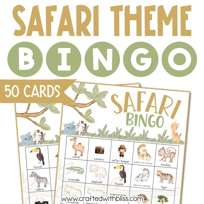 50 Safari Bingo Cards - Etsy