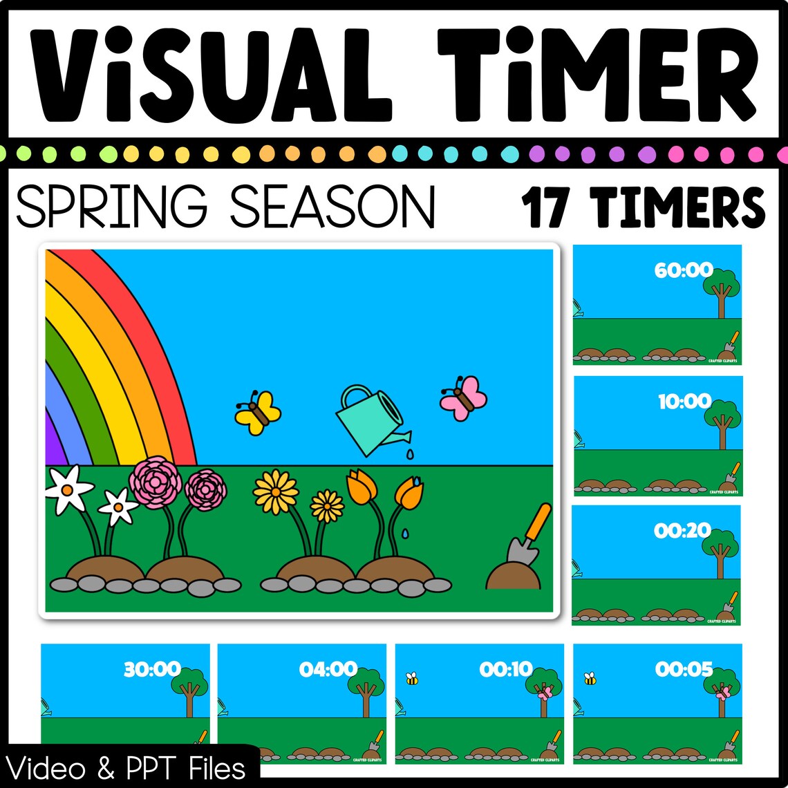 Garden Rainbow Spring Visual Timer Countdown Classroom Management Tool ...