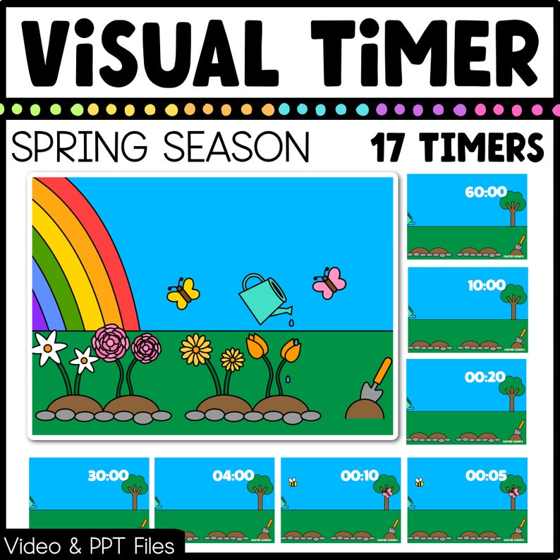 Garden Rainbow Spring Visual Timer Countdown Classroom Management Tool ...