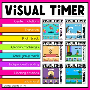 Year Round Visual Timer Countdown Classroom Management Tool Mega Bundle Center Rotation ...