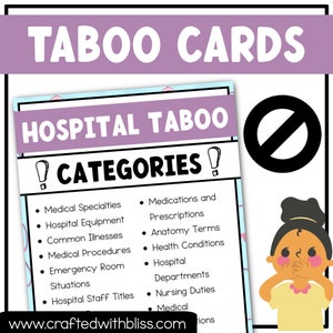 Hospital Taboo Game 150 Cards Medical Party Game Night Forbidden Words ...