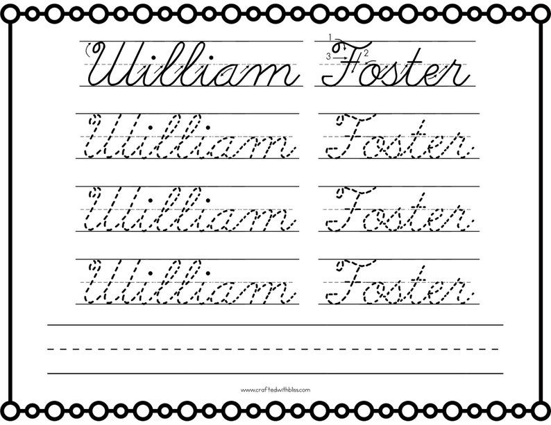 Customized Cursive Name Tracing Activities: Personalized - Etsy