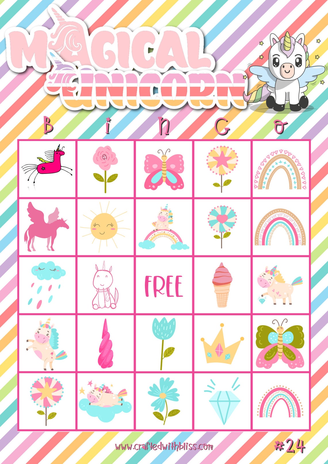 Unicorn Bingo for Kids Unicorn Bingo Birthday Party - Etsy