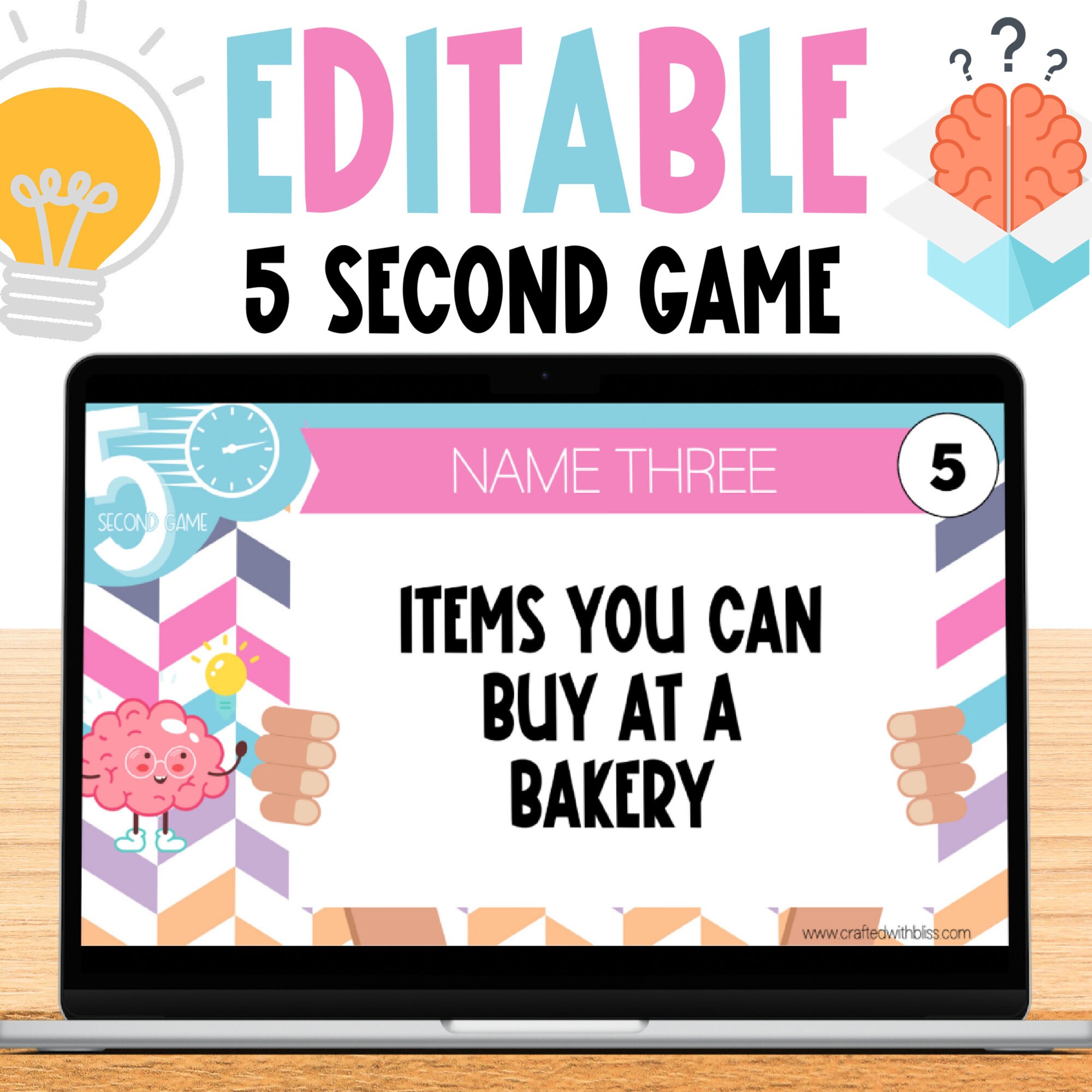 Custom Editable 100 5 Second Game PPT Powerpoint Game Family Game Night ...