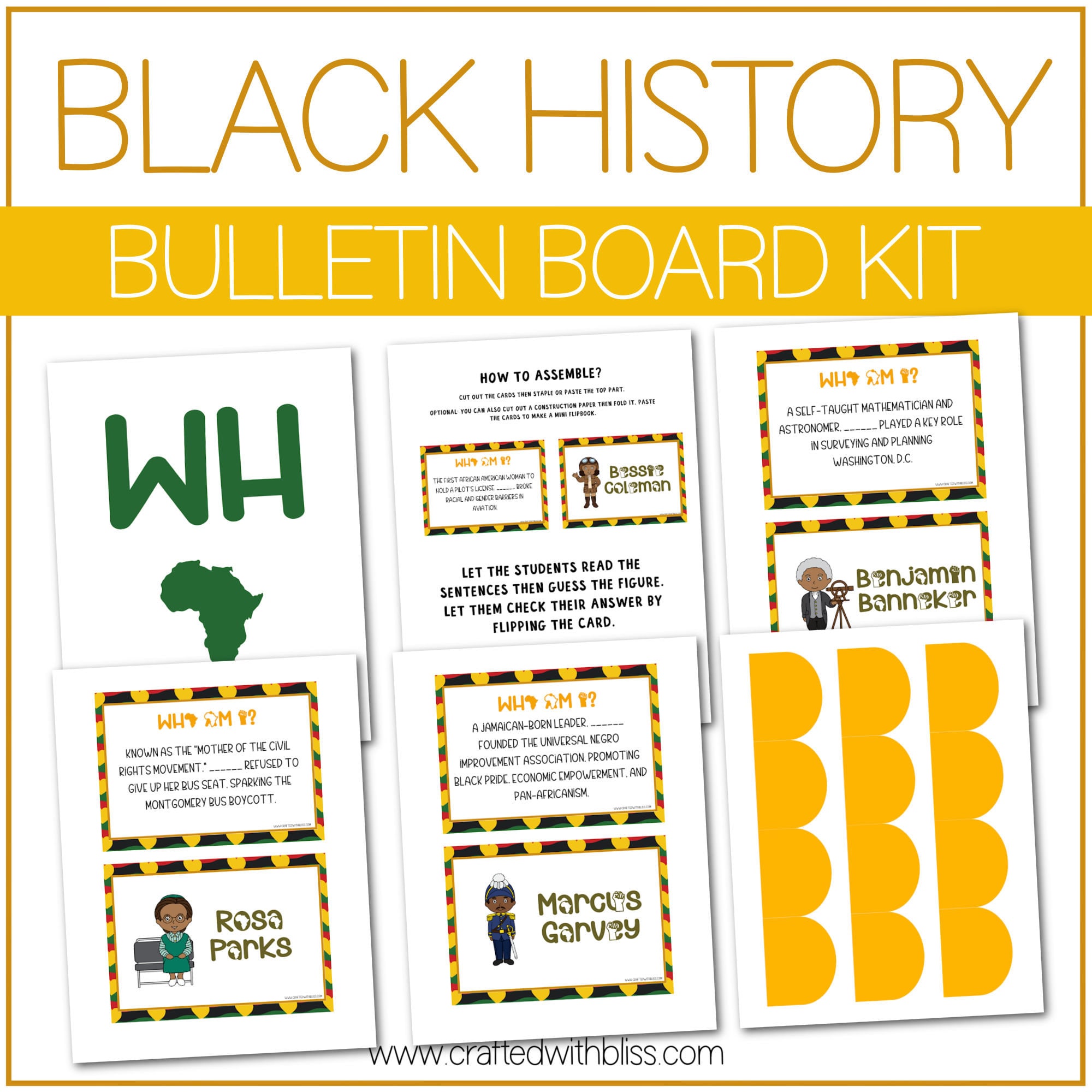 Who Am I? Interactive Black History Month Theme Bulletin Board Kit Door ...