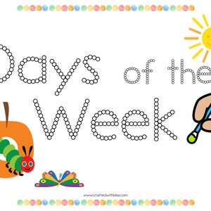 Hungry Caterpillar Days of the Week Qtip Dot Painting Coloring Pages ...