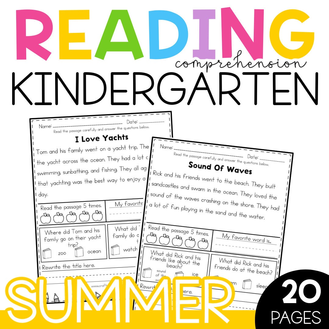 Summer Passages Kindergarten Reading Comprehension Printable Homeschool ...