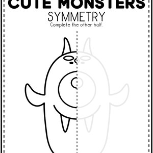 Cute Monster Theme Symmetry Printable for Early Finishers Halloween ...