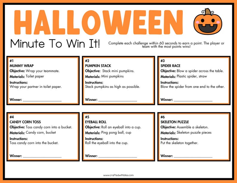 Halloween Party Minute Games Ice Breaker 50 Games for Adult Friends ...