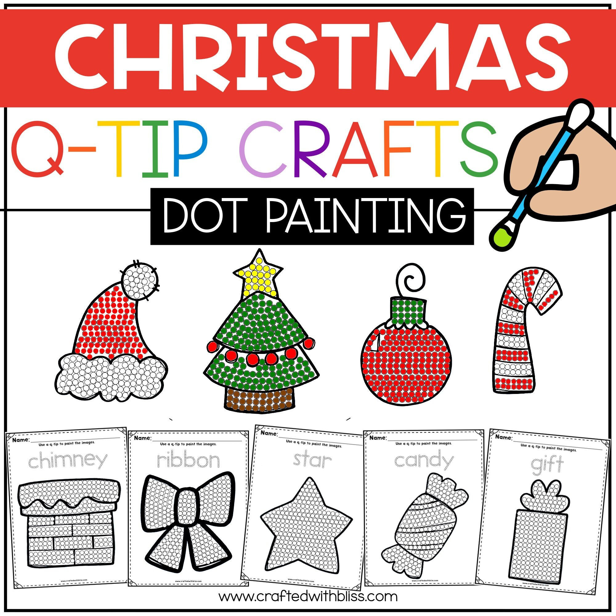 Q-tip Painting Christmas Fine Motor Activity Christmas Craft Dot ...