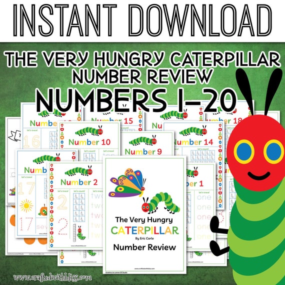 The Very Hungry Caterpillar Number Review Printable1-20 The | Etsy
