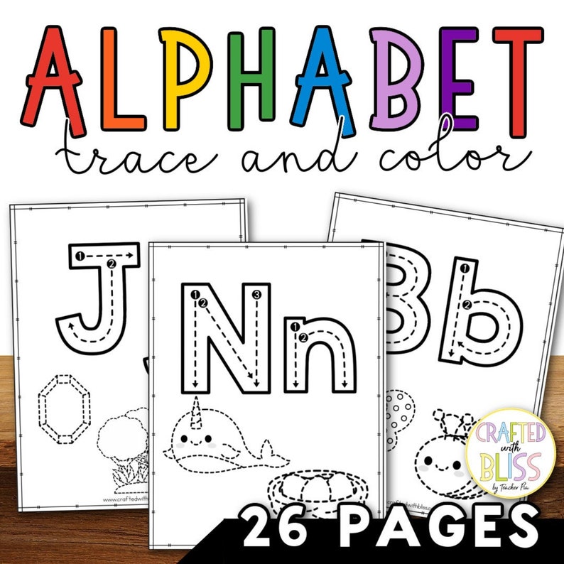 26 Pages Alphabet Tracing Mats, Alphabet Coloring Book Activities - A ...