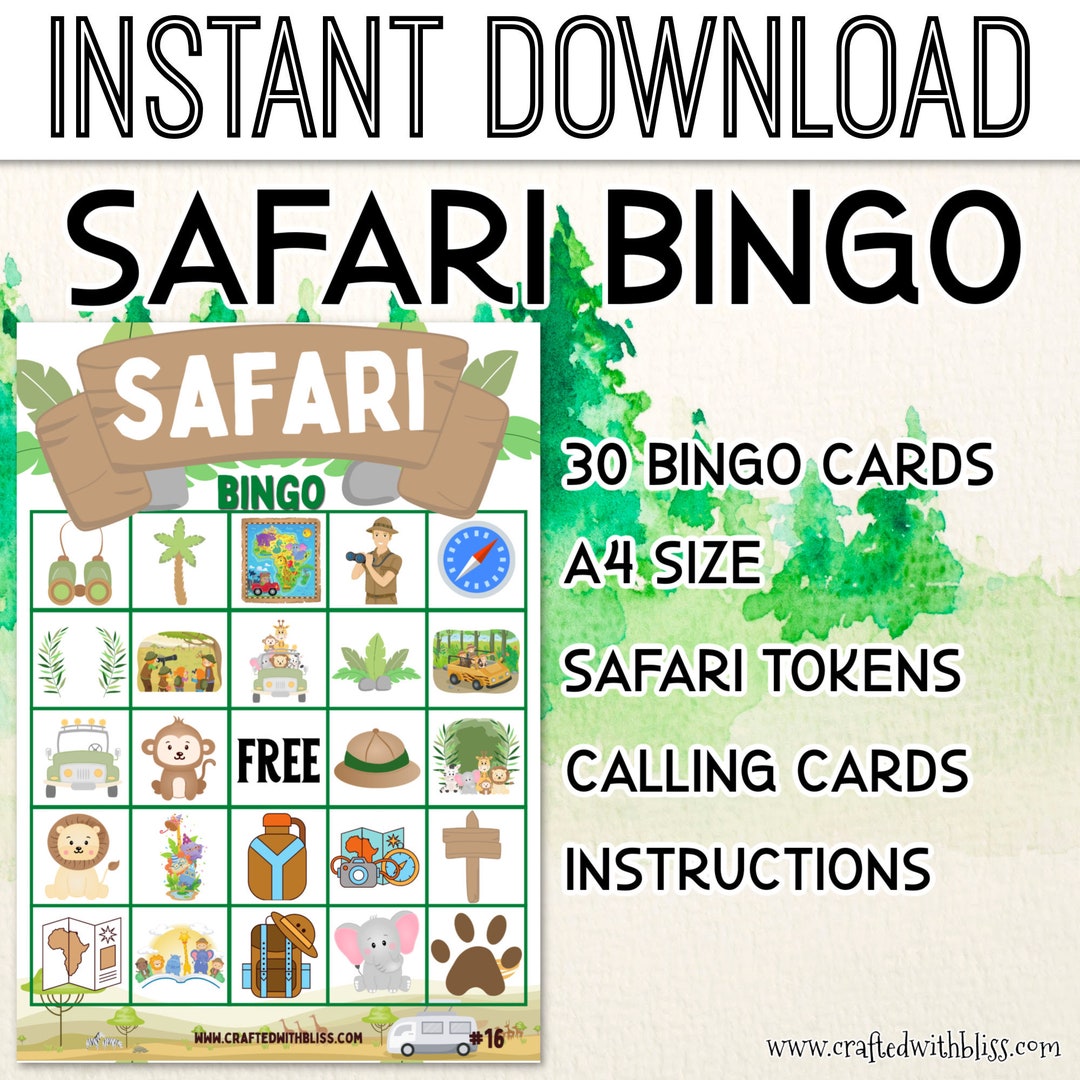 Safari Bingo for Kids Safari Bingo Birthday Party Classroom - Etsy