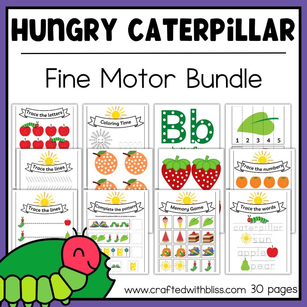 The Very Hungry Caterpillar Fine Motor Activity Preschool - Etsy