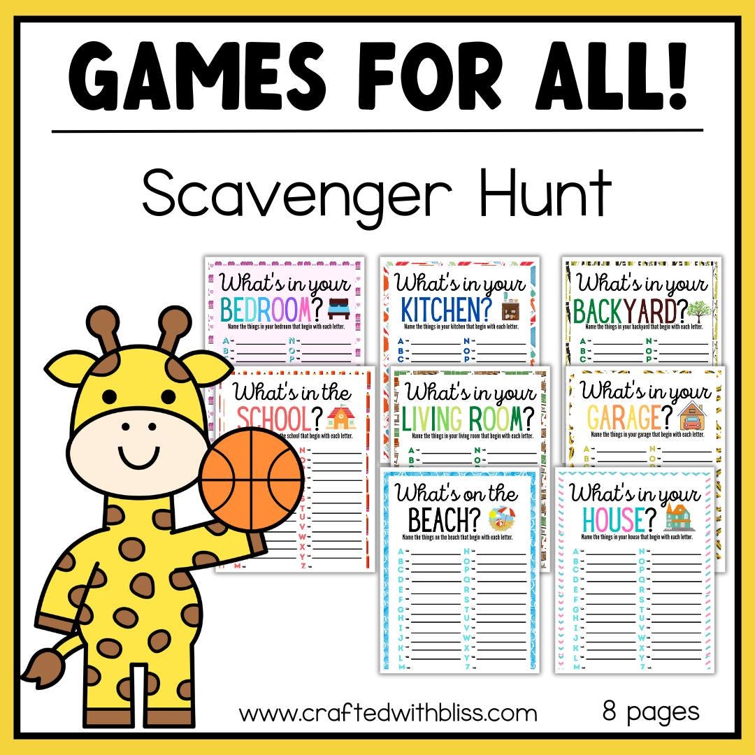Printable Bring Me Game Scavenger Hunt, Kids Party Game Bring Me Hunt ...