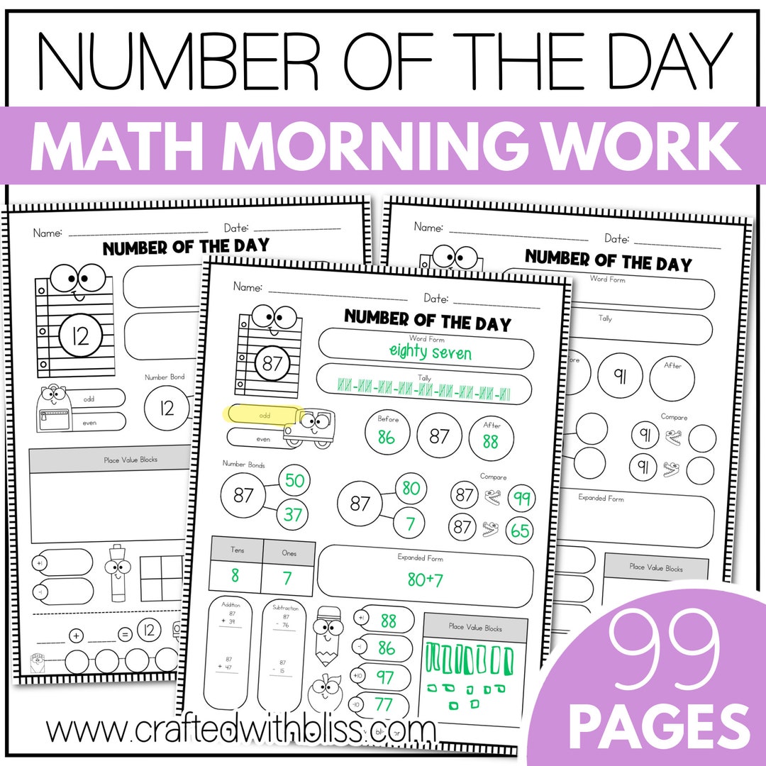 Number of the Day 1st-2nd Grade (1-99) Math Center Morning Work ...