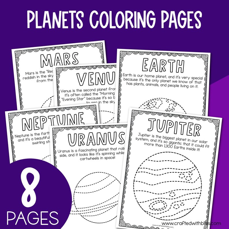 Planets Coloring Pages Printable Outer Space Theme - Etsy