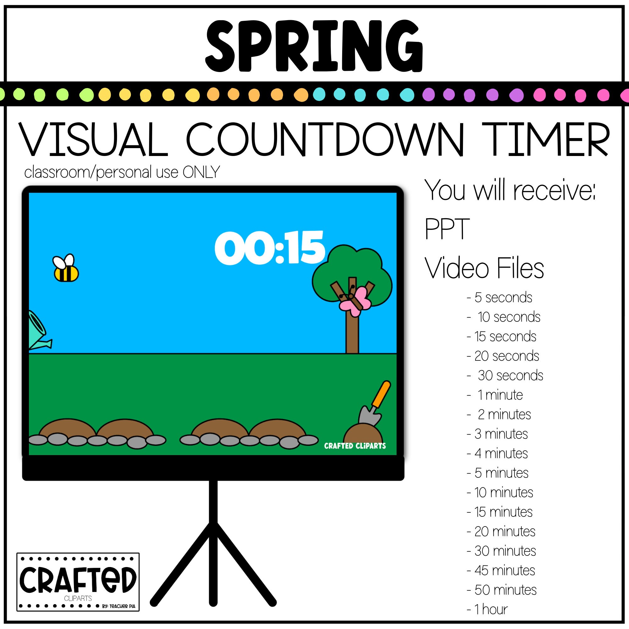 Garden Rainbow Spring Visual Timer Countdown Classroom Management Tool ...
