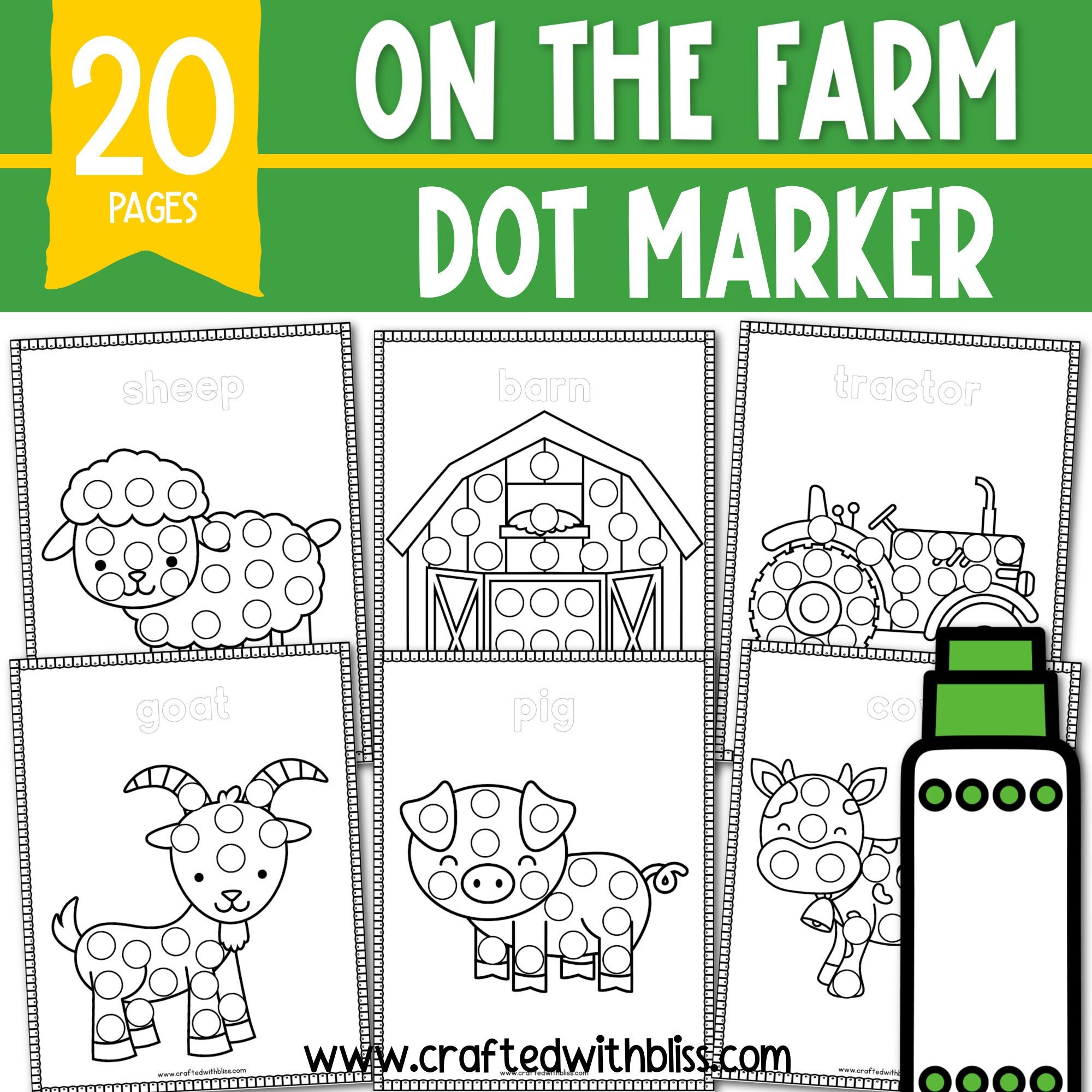 Farm Dot Marker Printable - Etsy