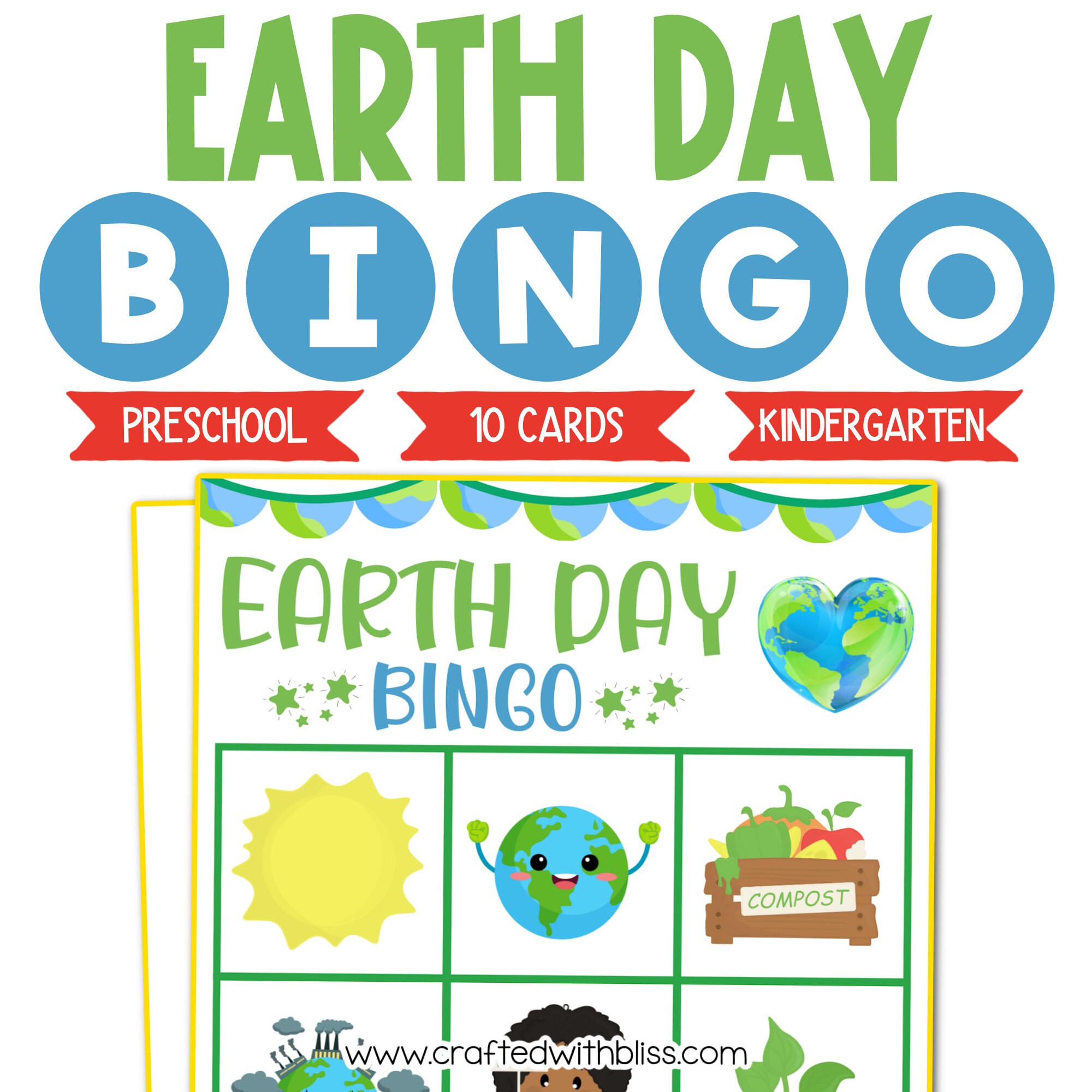 10 Earth Day BINGO for Preschool-kindergarten, Earth Day Games and ...