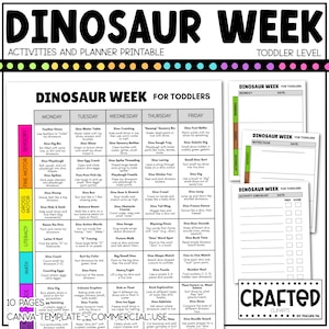 Editable Dinosaur Week Activities and Planner Toddler Canva Template 2 ...