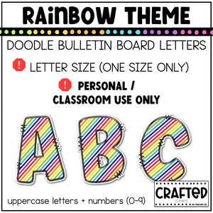 Rainbow Theme Doodle Bulletin Board Letters | Door Classroom Decor - Etsy