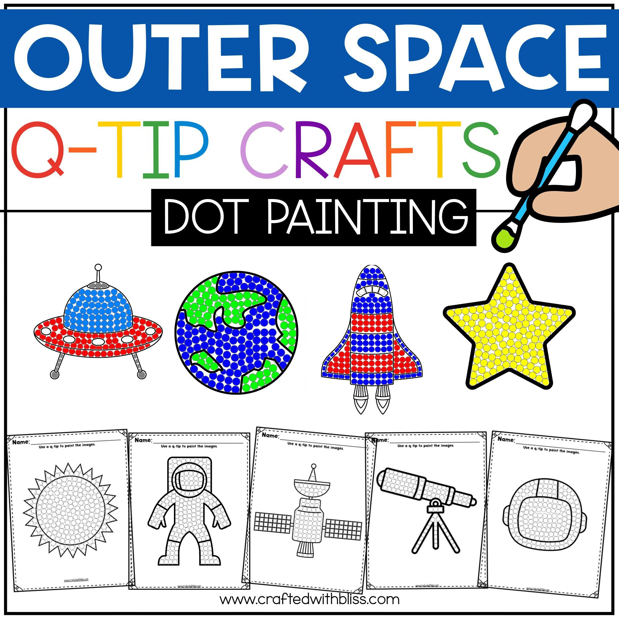 Q-tip Painting Outer Space Fine Motor Activity Space Craft Dot Painting ...