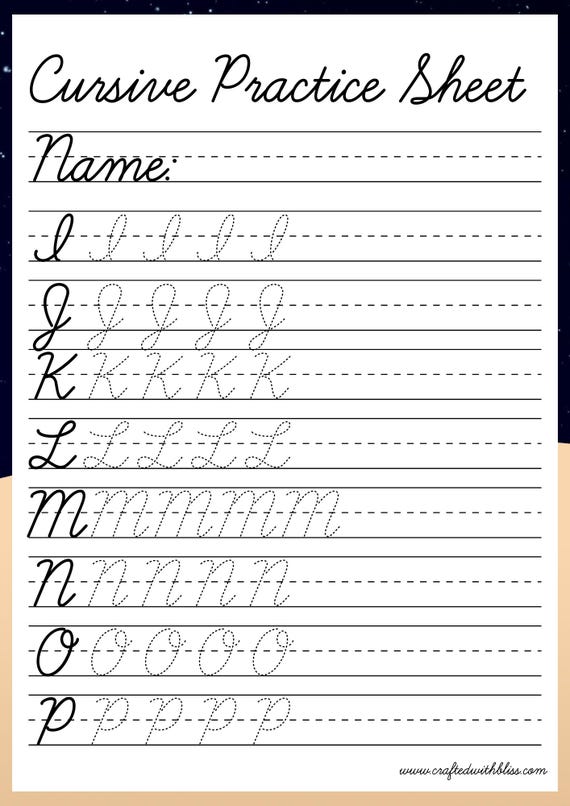 Hoja De Trabajo De Escritura Cursiva Trazable E Imprimible