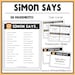 20 Themes Simon Says Printable Mega Bundle Movement Game for Kids ...