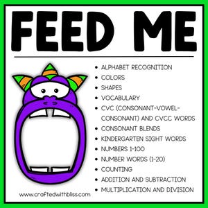 Feed the Dino Dinosaur Theme Feed the T Rex Literacy Center Math Center ...