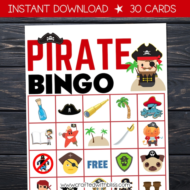 30 Pirate Bingo Birthday Game | Pirate Classroom Game - Etsy