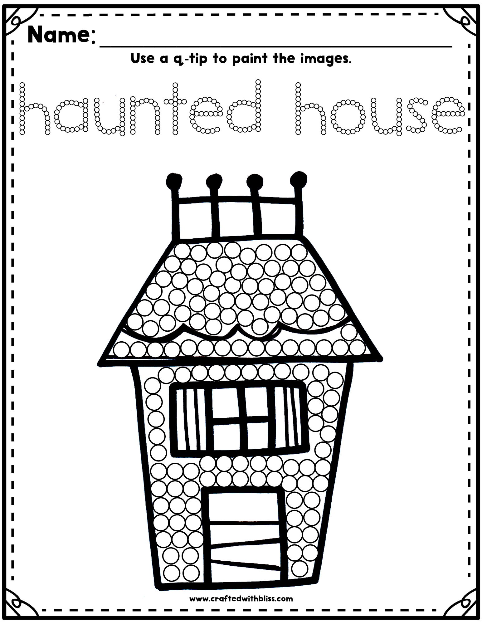 Q-tip Painting Halloween Qtip Fine Motor Activity Halloween Craft Dot ...