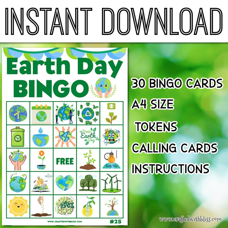 Earth Day Bingo for Kids, Earth Day Bingo Birthday Party, Classroom ...