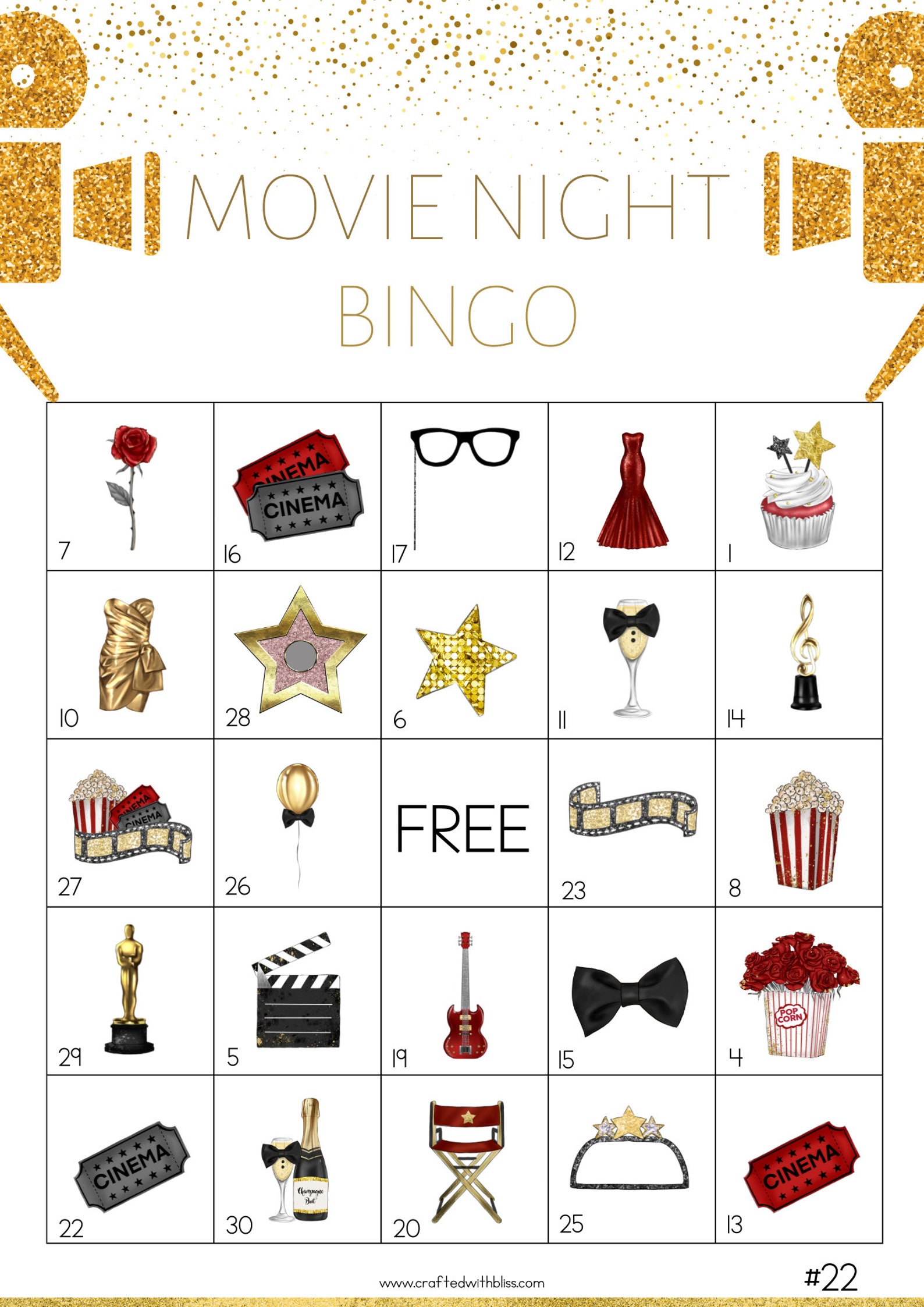 50 Movie Night Bingo Cards 5x5 Movie Night Theme Movie - Etsy
