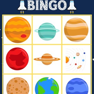 10 Solar System BINGO for Preschool-kindergarten, Solar System Games ...