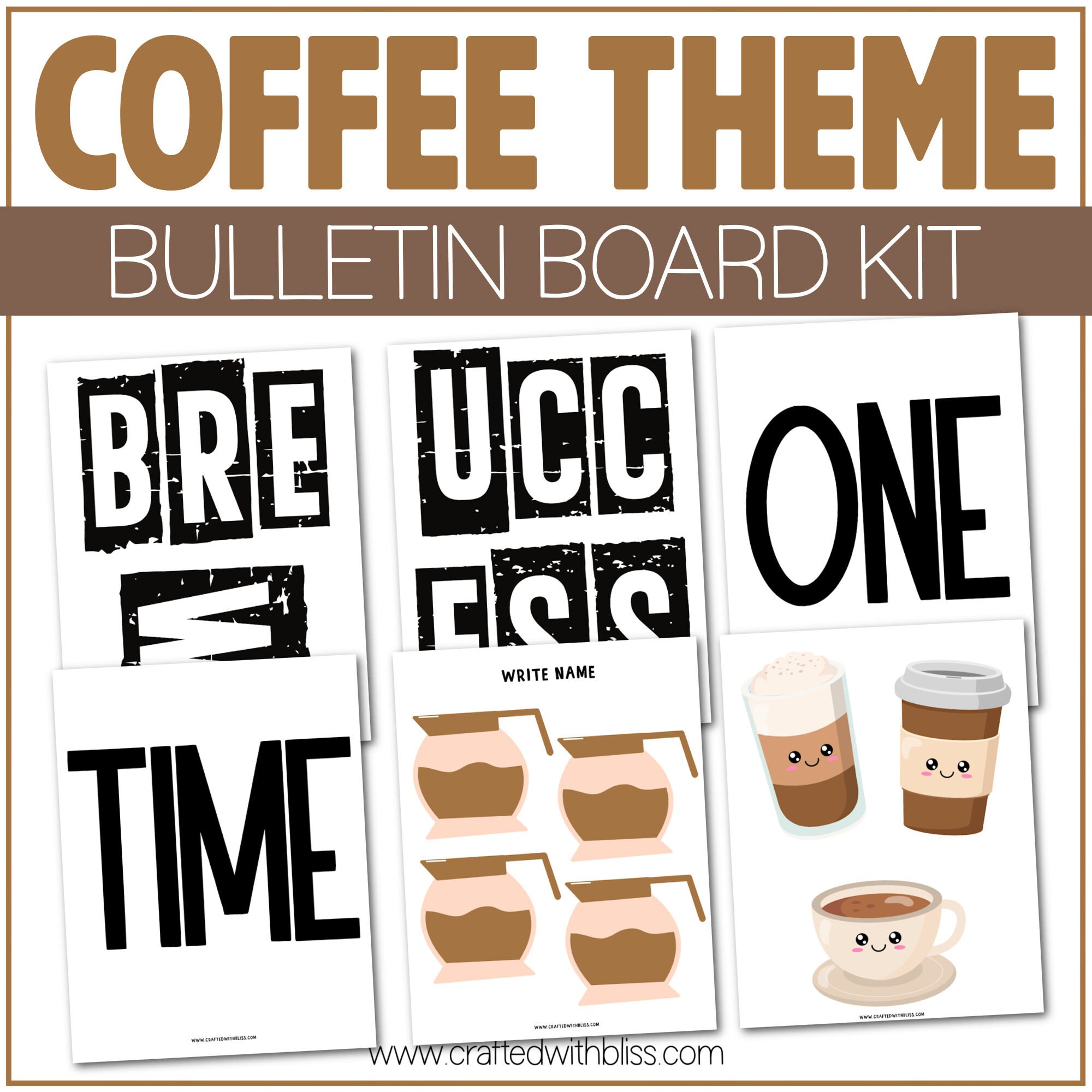 Coffee Theme Brewing Bulletin Board Kit Door Classroom Decor Bulletin ...