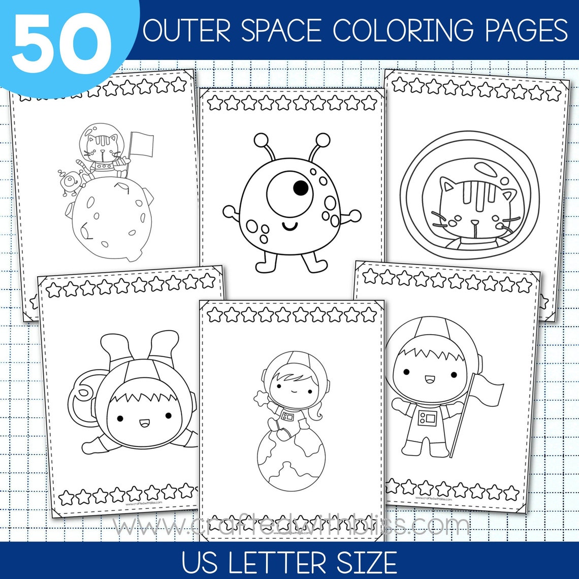 50 Outer Space Coloring Pages for Kids Outer Space Party - Etsy