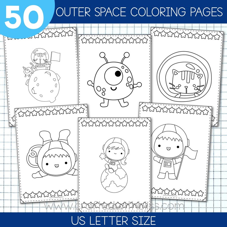 50 Outer Space Coloring Pages for Kids Outer Space Party - Etsy
