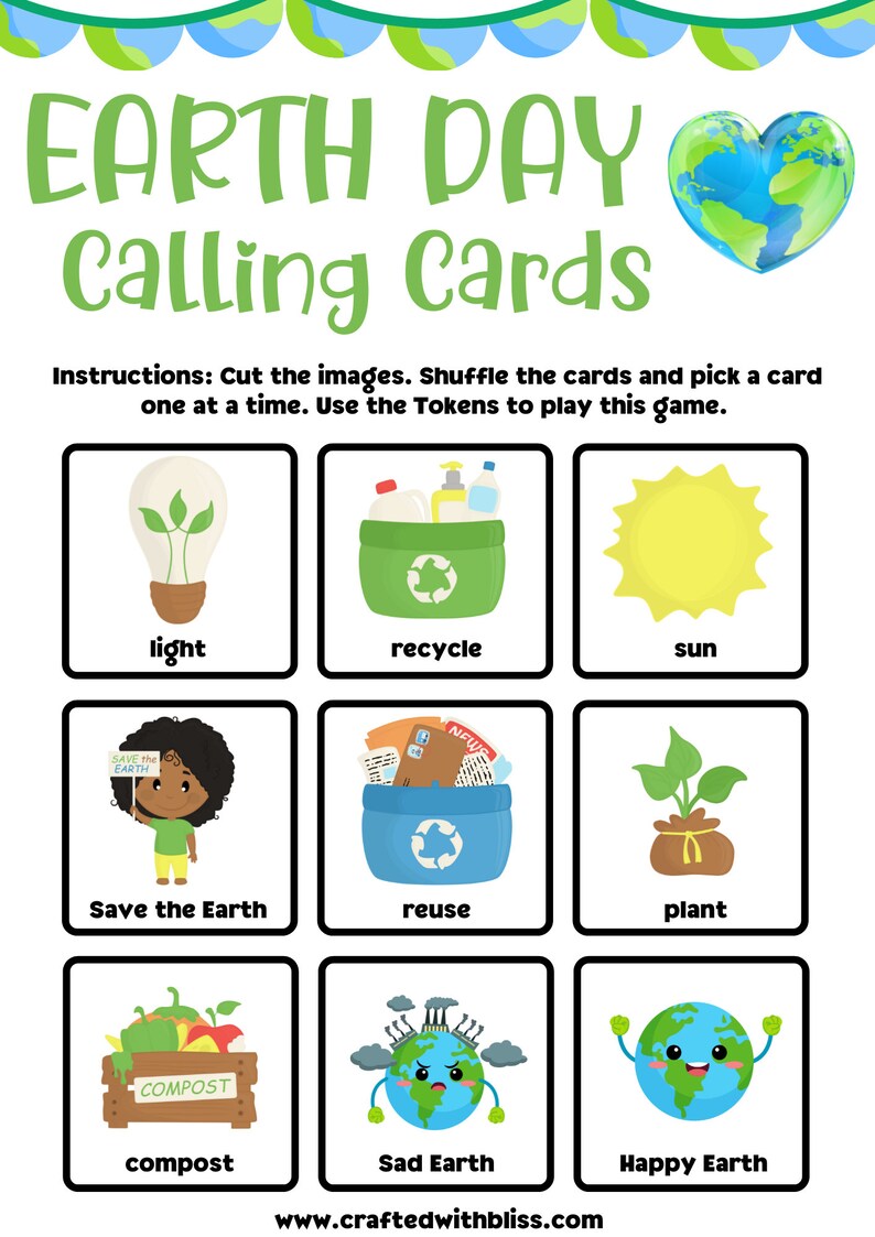 10 Earth Day BINGO for Preschool-kindergarten, Earth Day Games and ...