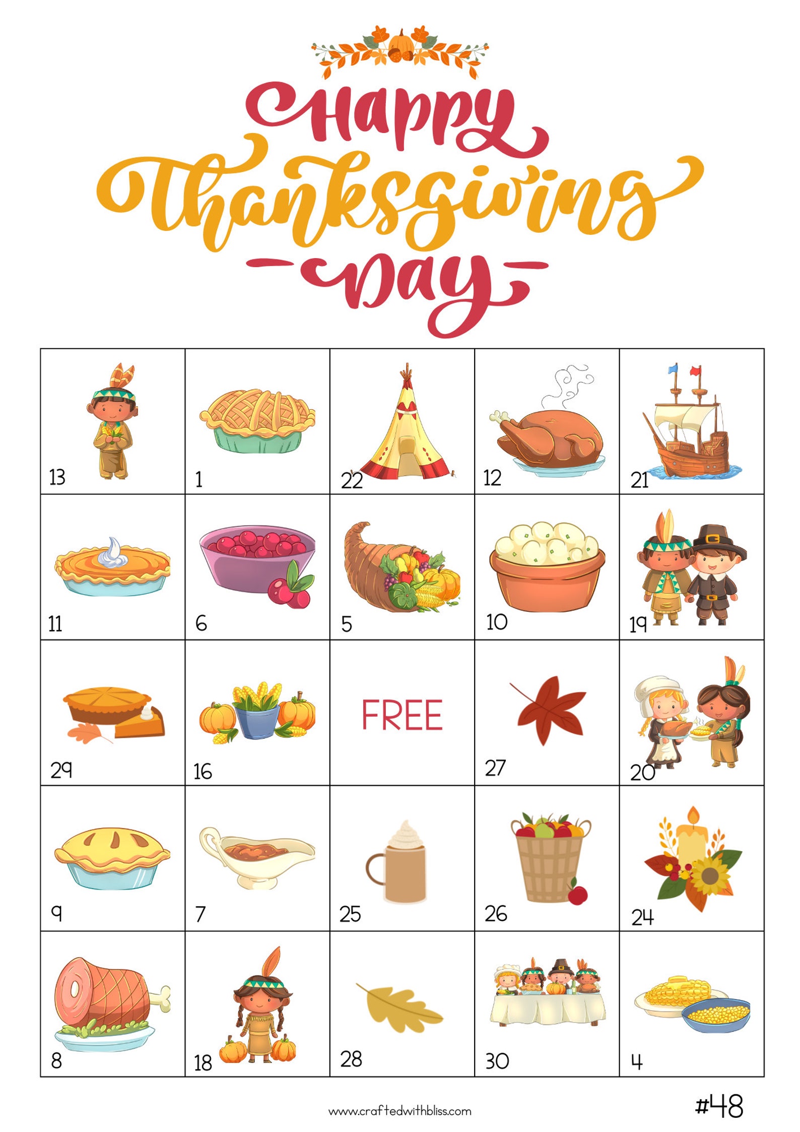 50 Thanksgiving Bingo Cards 5x5 Thanksgiving Bingo Game - Etsy