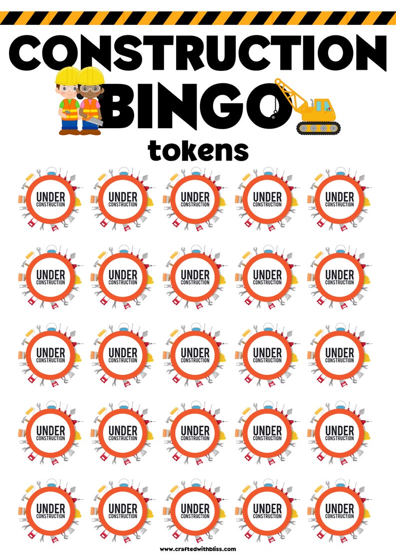 20 Construction Bingo Cards - Etsy