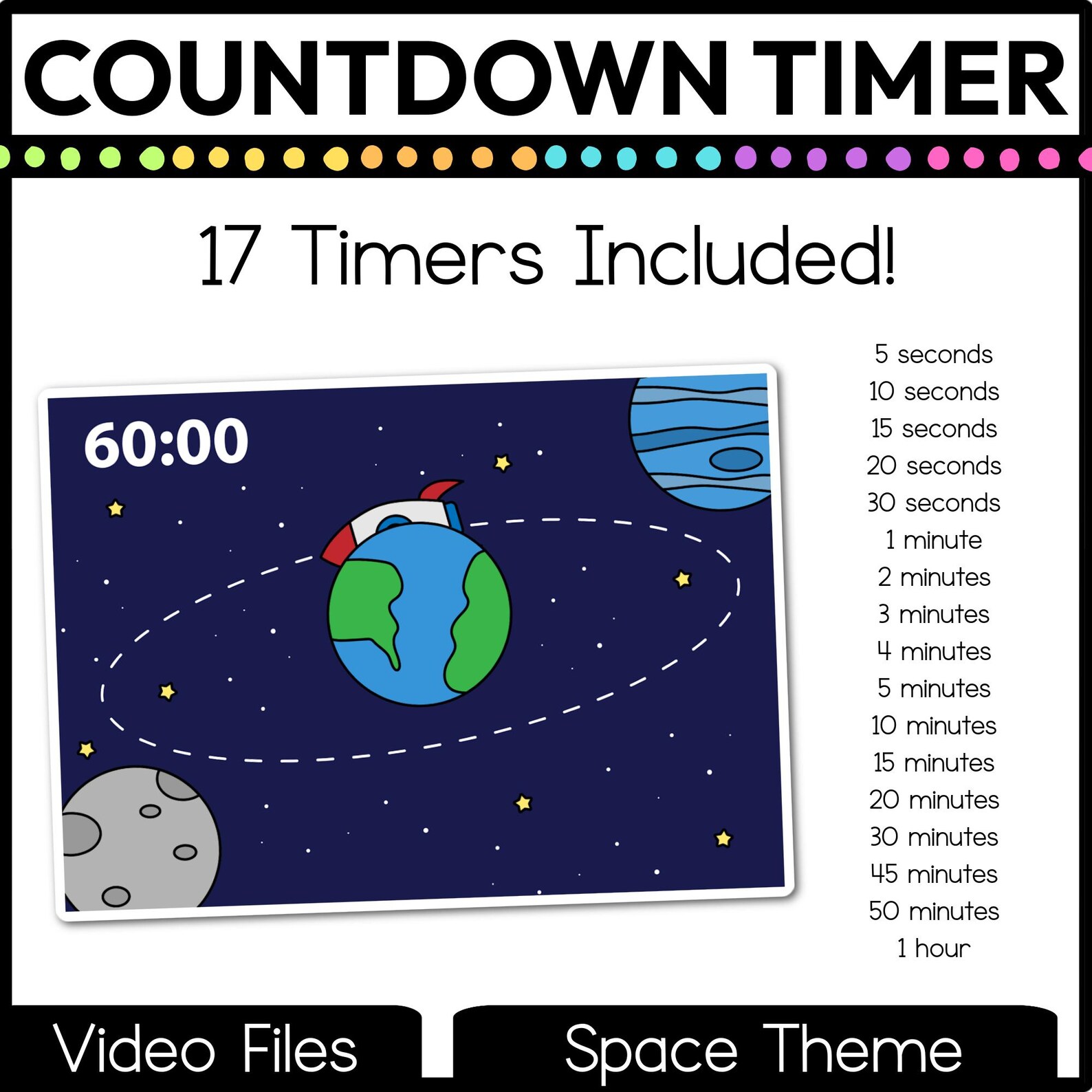 Space Theme Visual Timer Countdown Classroom Management Video Back to ...