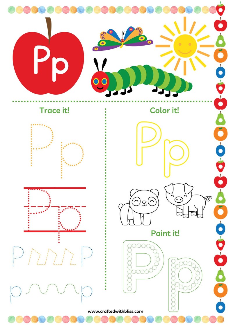 The Very Hungry Caterpillar Alphabet Review Printablethe Very - Etsy